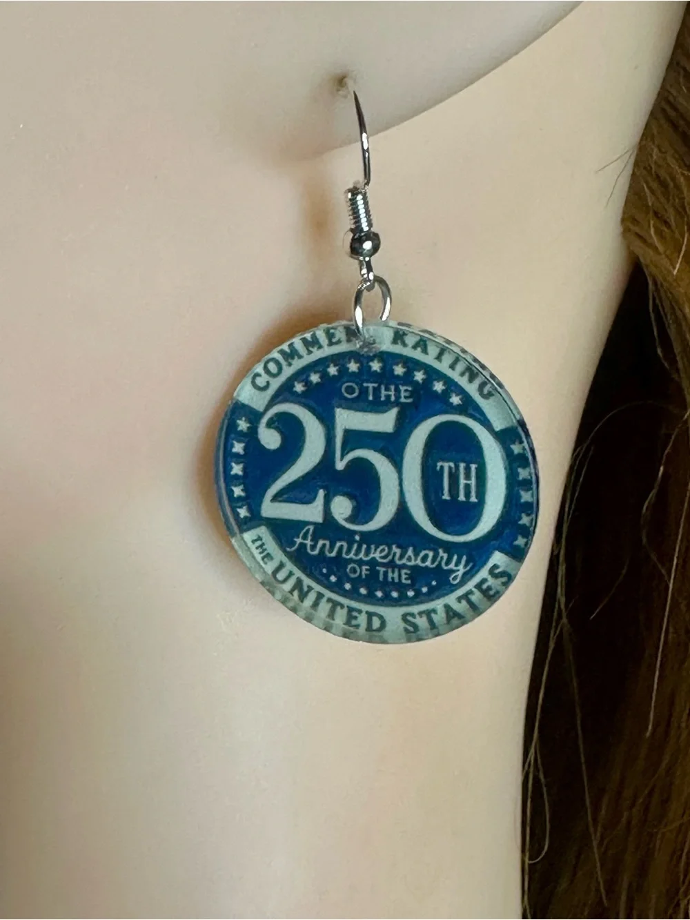 Jewelry | Usa 25th Anniversary Commemorative Dangle Earrings Patriotic ...
